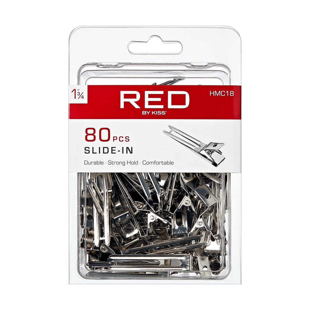 RED Slide In Double Prong Clips 1-3/4" 80 pcs – Get Sassy Beauty Supply